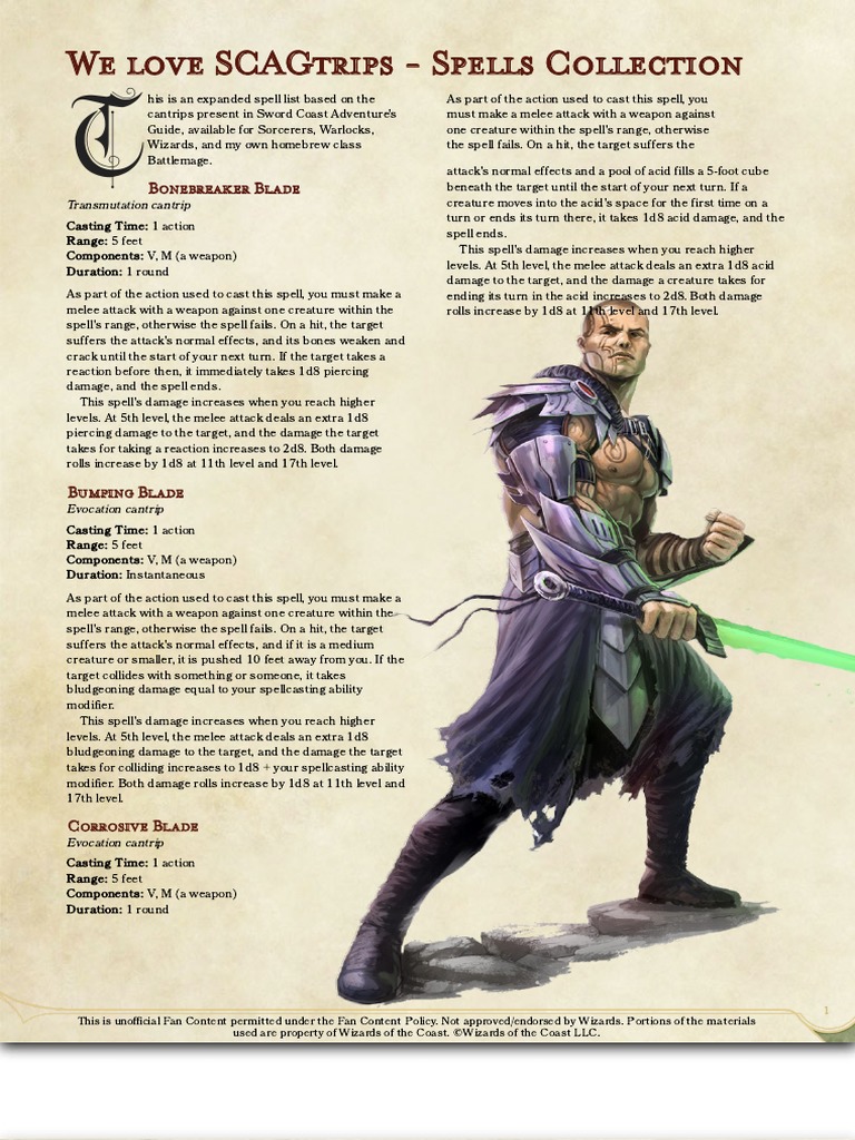 Magic - SCAG Expanded Melee Cantrips - GM Binder | Download Free PDF ...