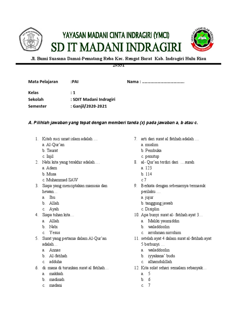 Soal Ujian PAI | PDF