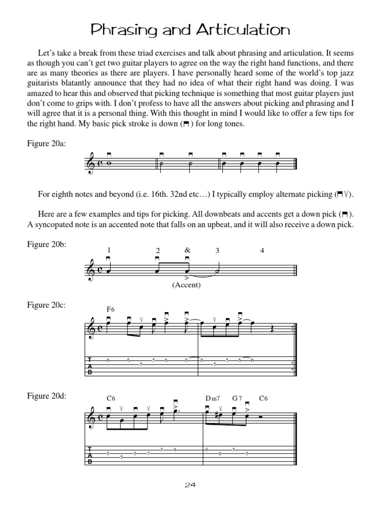 Guitar Techniques Jazz Phrasing Articulation Pdf Chord Music