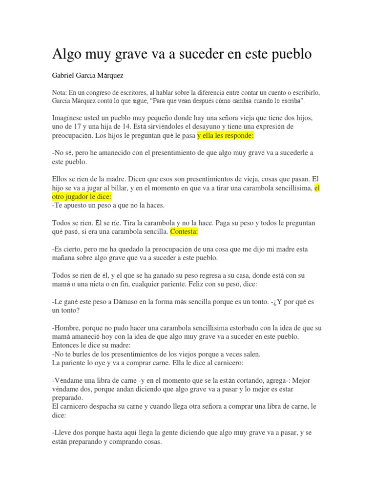 Algo Muy Grave Va A Suceder en Este Pueblo | PDF