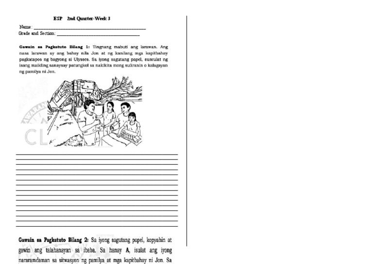 Answer Sheet Esp - Week 3.quarter 2 | PDF