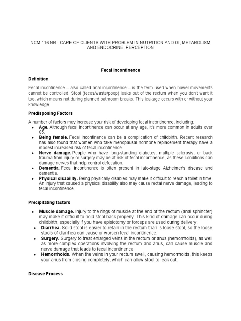Fecal Incontinence | PDF | Rectum | Digestive System