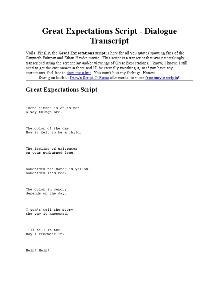 Great Expectations Script | PDF