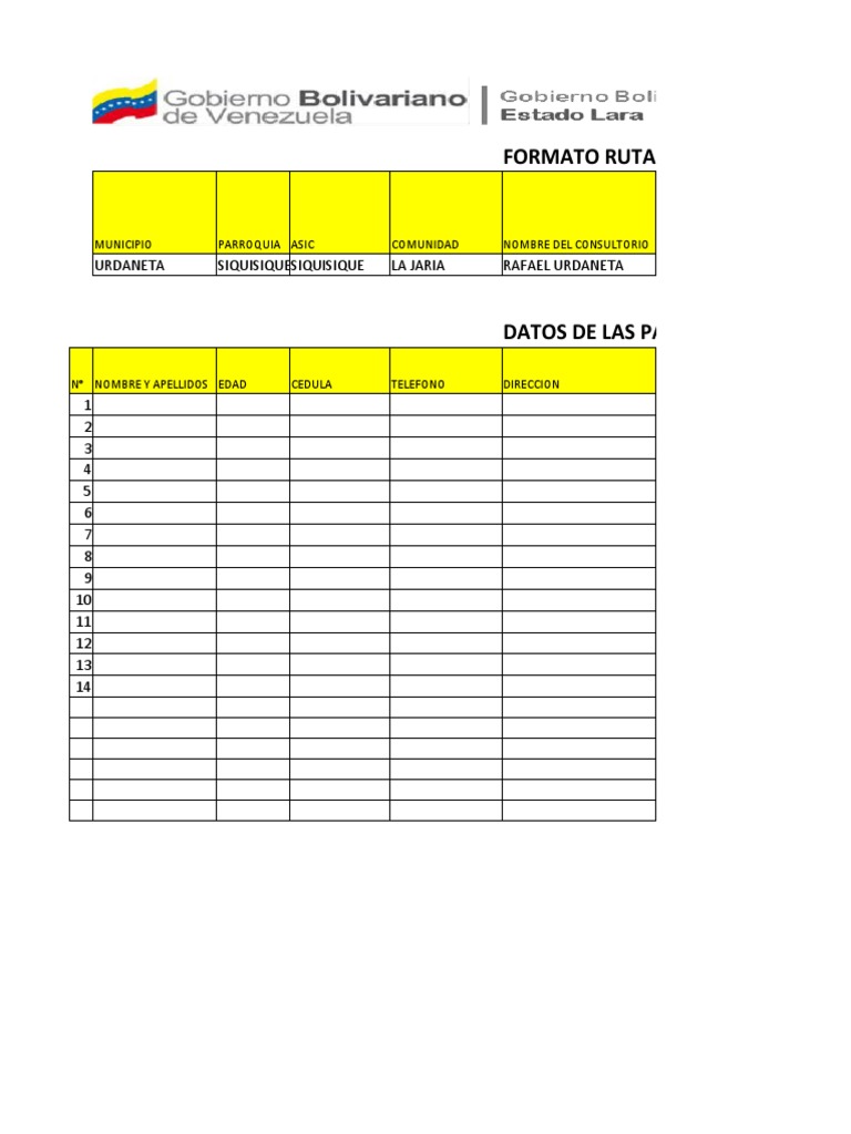 Formato Ruta Materna Por Consultorio Rafael Urdaneta | PDF