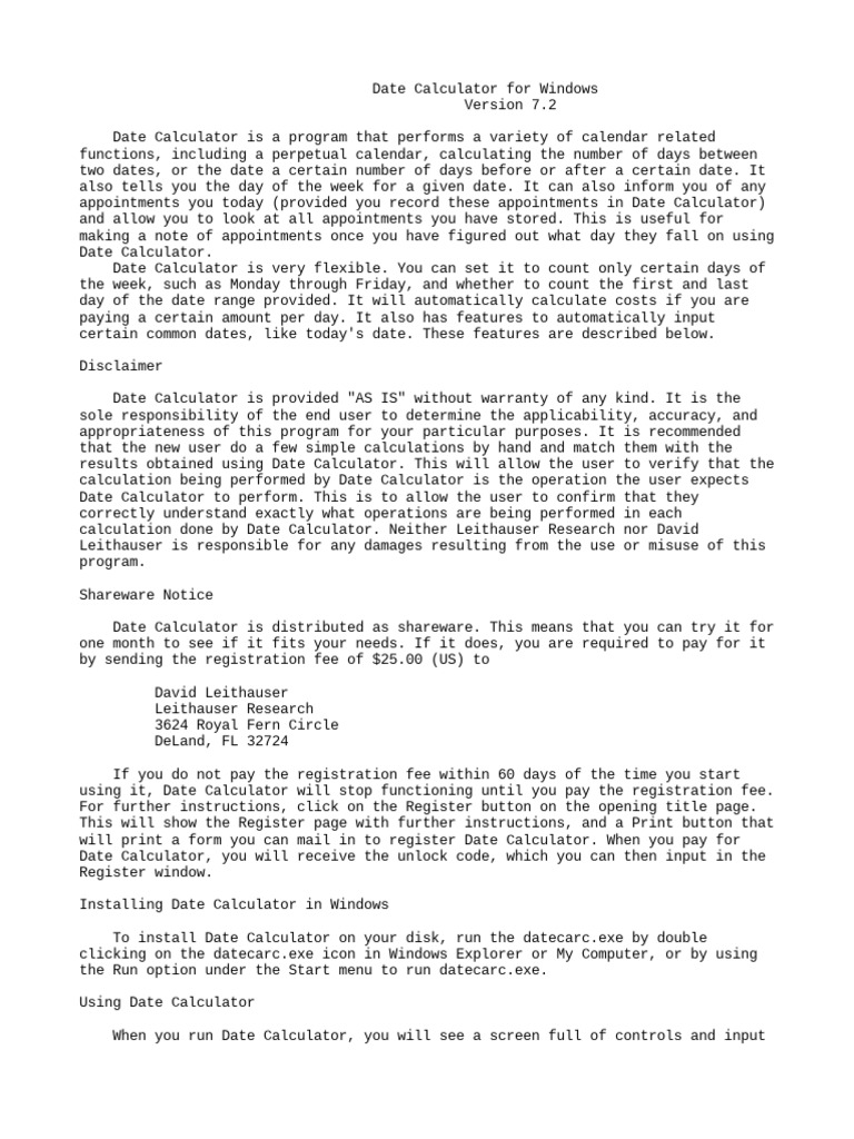 Date Calc | PDF | Menu (Computing) | Button (Computing)