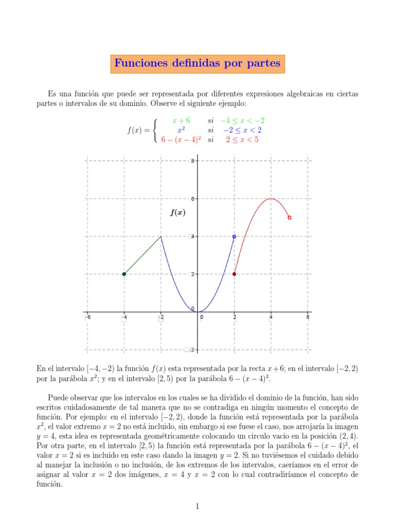Función Definida Por Partes | PDF | Intervalo (Matemáticas) | Función ...