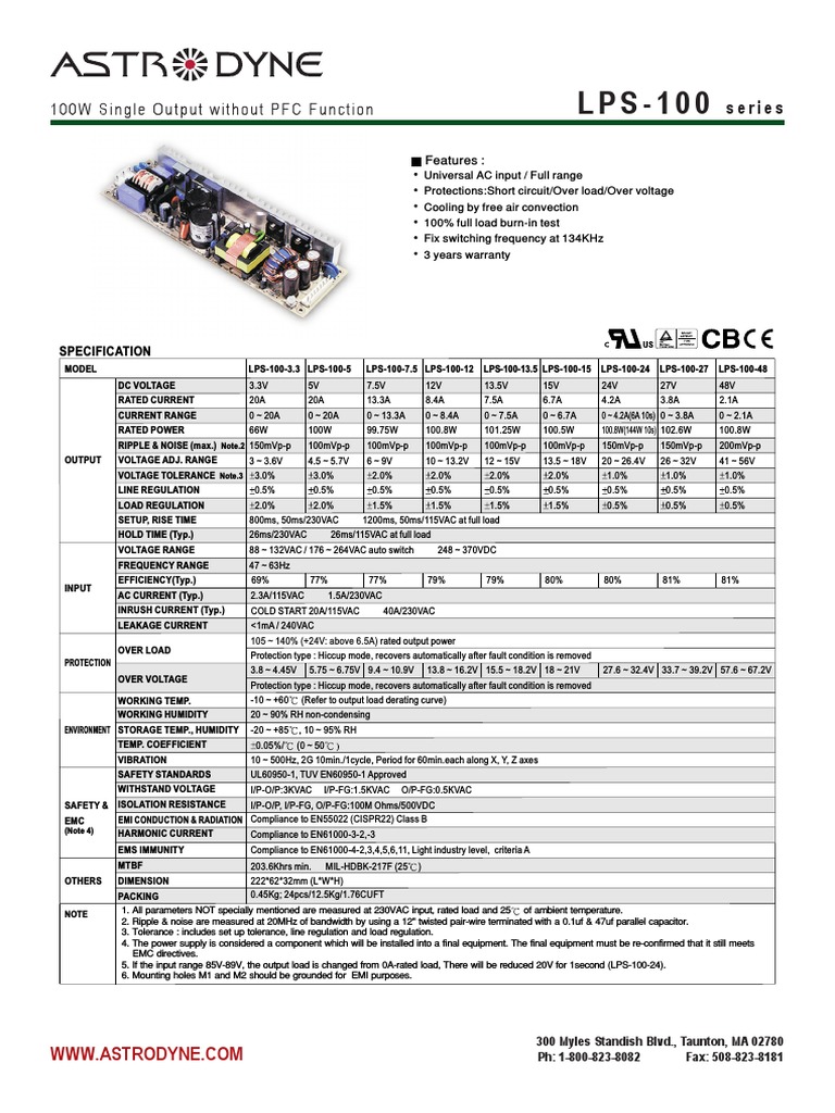 LPS100 | PDF | Power Supply | Electrical Components