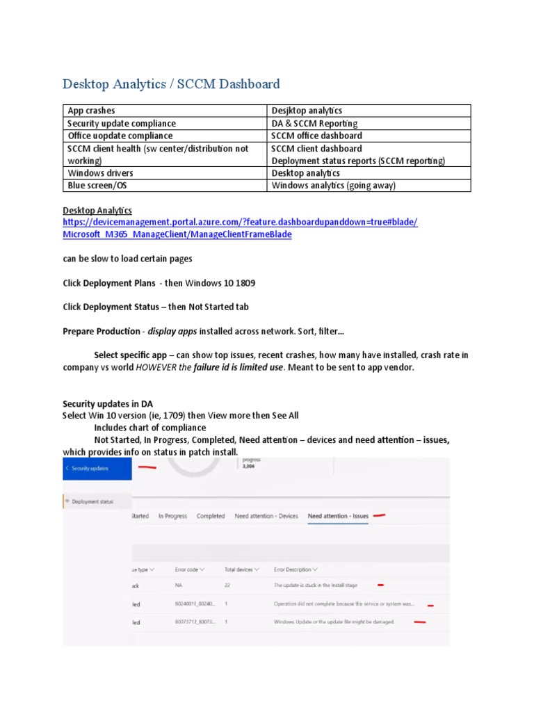 Desktop Analytics / SCCM Dashboard: Microsoft - M365 - Manageclient ...