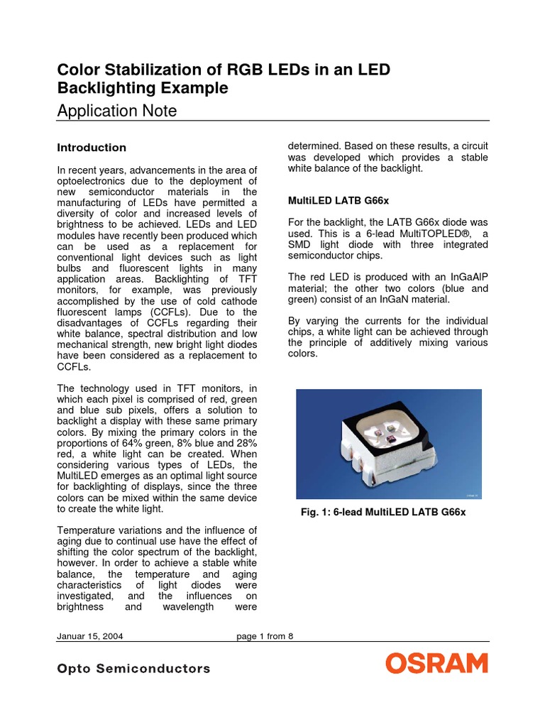 Color Stabilization of RGB LEDs | PDF | Light Emitting Diode ...