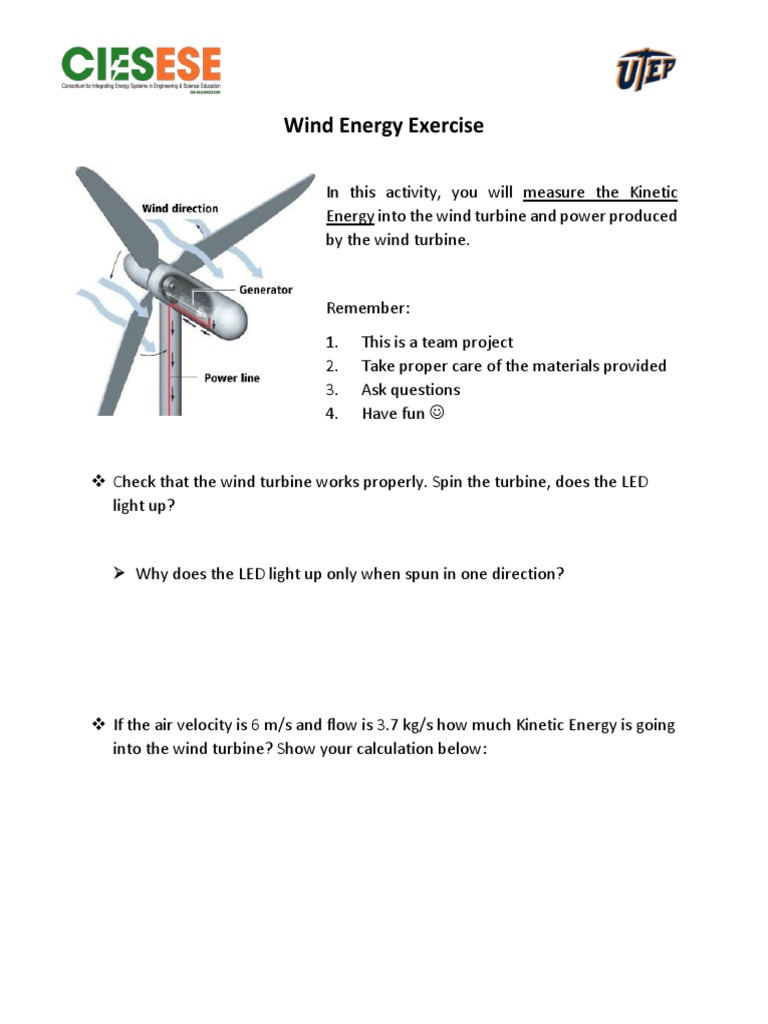 Wind Energy Measurement Activity | PDF | Science & Mathematics