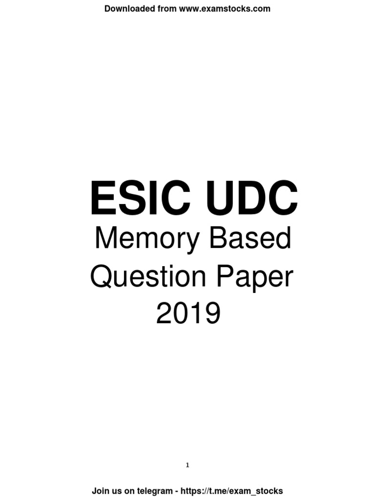 Esic Udc: Memory Based Question Paper 2019 | PDF | Interest ...