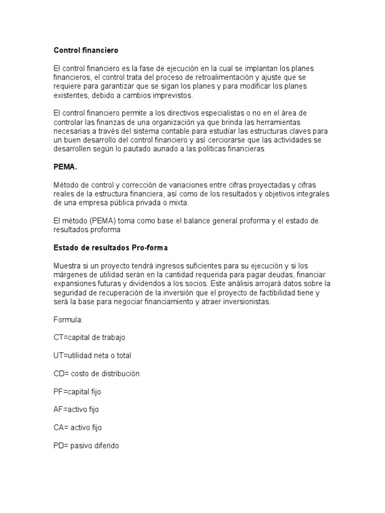 Control Financiero y Método PEMA | PDF