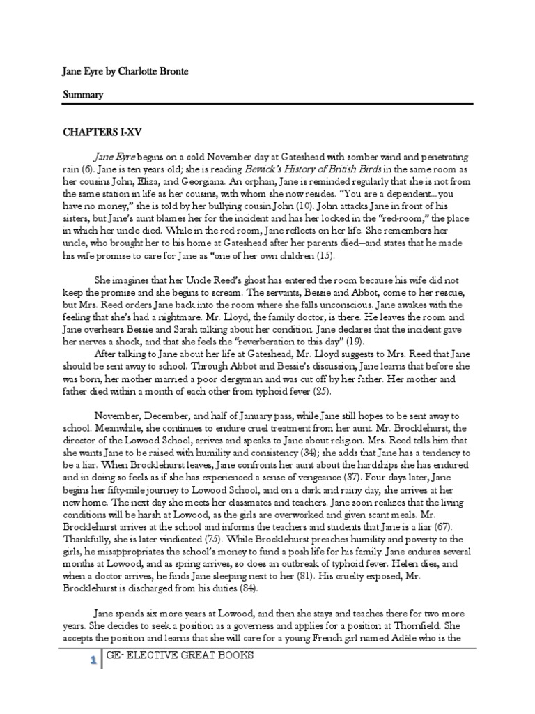 Jane Eyre by Charlotte Bronte (Summary) | PDF | Jane Eyre