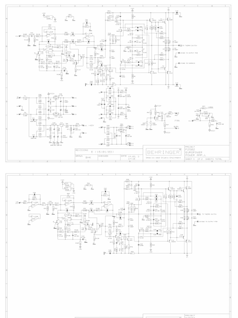 Behringer P-2502 Schematic | PDF