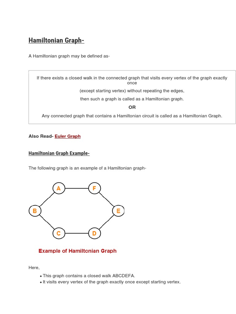 Hamiltonian Graph Example | PDF