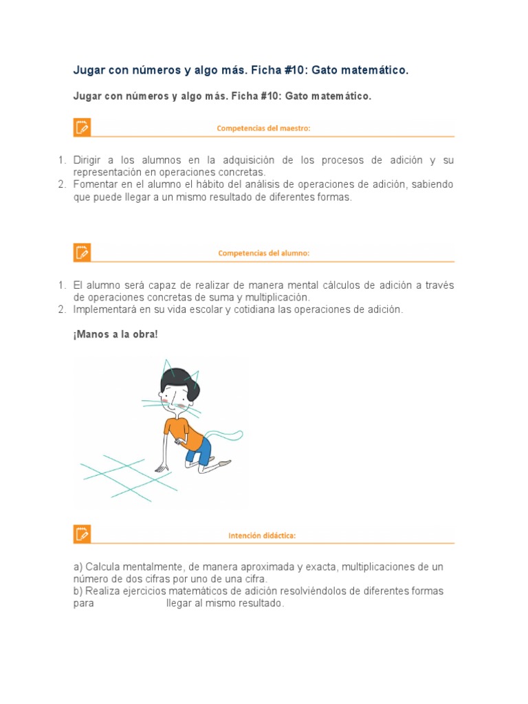 Jugar Con Numeros y Algo Mas. Ficha #10 Gato Matematico | PDF ... Jugar Con Numeros y Algo Mas. Ficha #10 Gato Matematico | PDF ...
