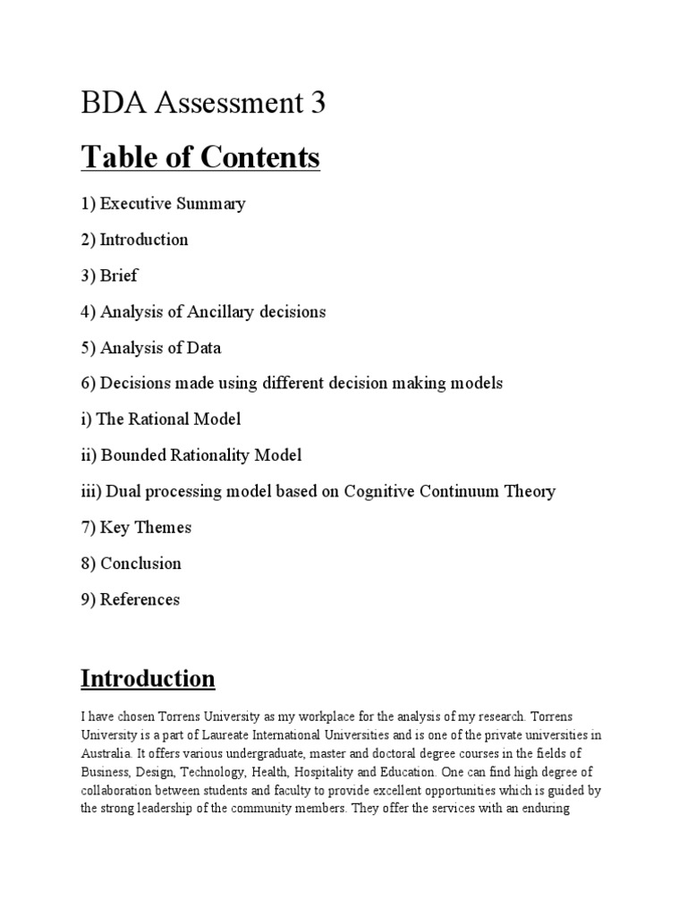 BDA Assessment 3 | PDF | Decision Making | Master Of Business ...