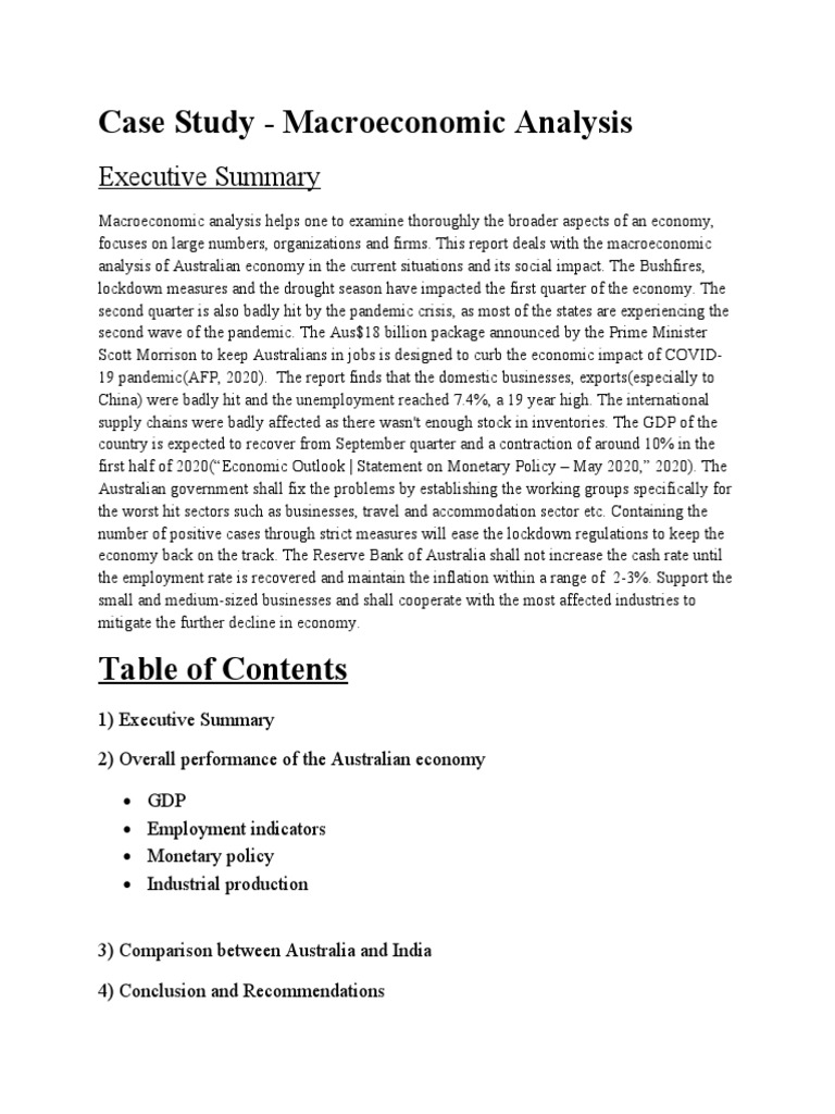 Case Study - Macroeconomic Analysis: Executive Summary | PDF | Gross ...