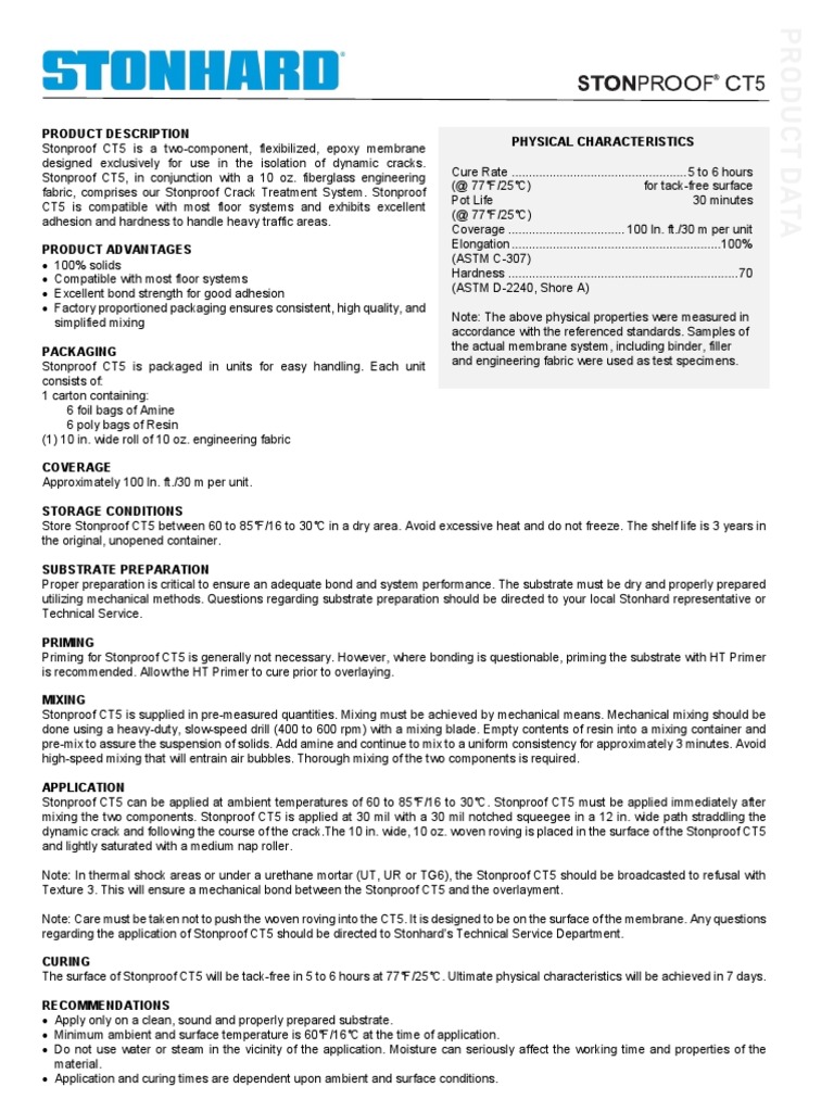 Stonproof CT5 Product Data - en - US | PDF | Epoxy | Water