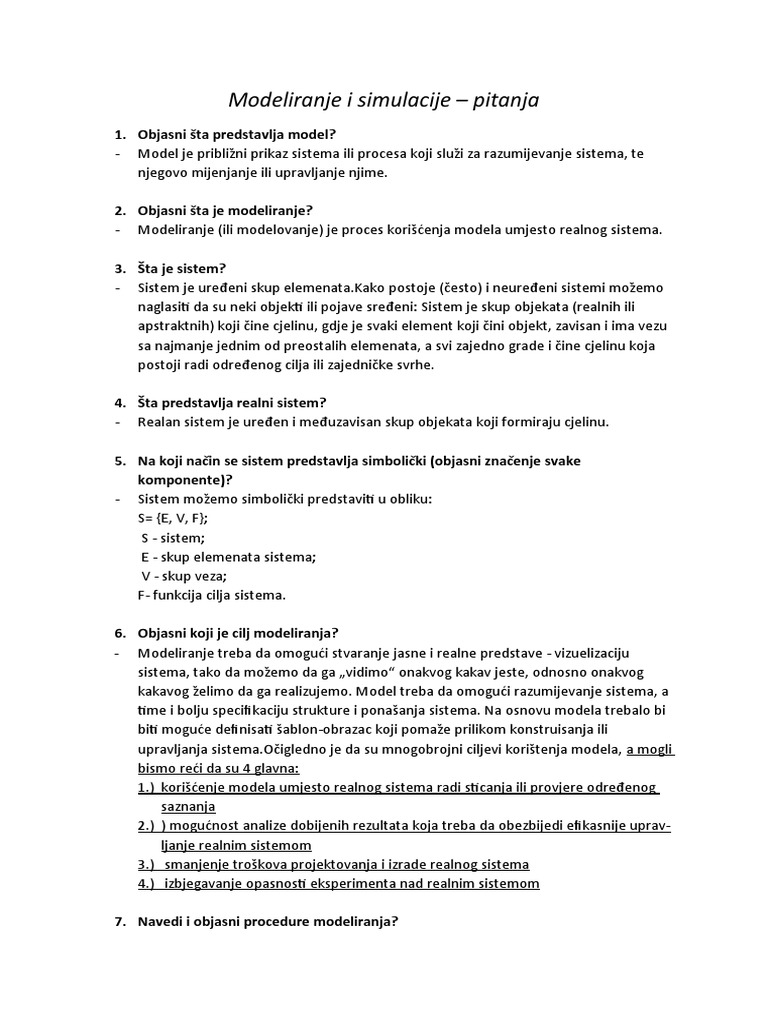 Informatika Modeliranje I Simulacije | PDF