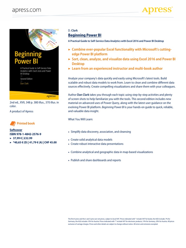 Beginning Power BI: A Practical Guide To Self-Service Data Analytics With Excel 2016 and Power ...