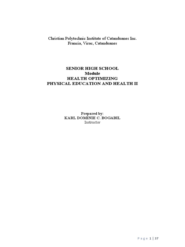 SHS P.E. 3 Module 2 | PDF | Ballet | Dances