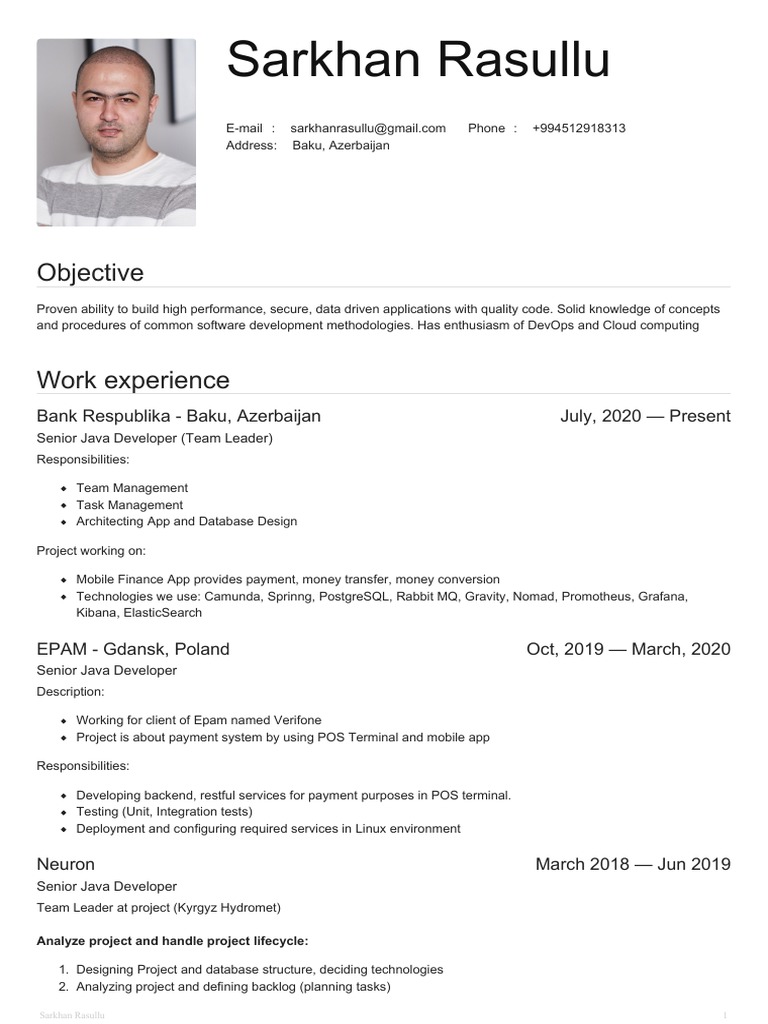 Sarkhan Rasullu Senior Java Developer | PDF | Web Application ... Sarkhan Rasullu Senior Java Developer | PDF | Web Application ...
