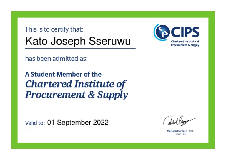 Cips Certificate Kato Joseph Sseruwu | PDF | Career & Growth