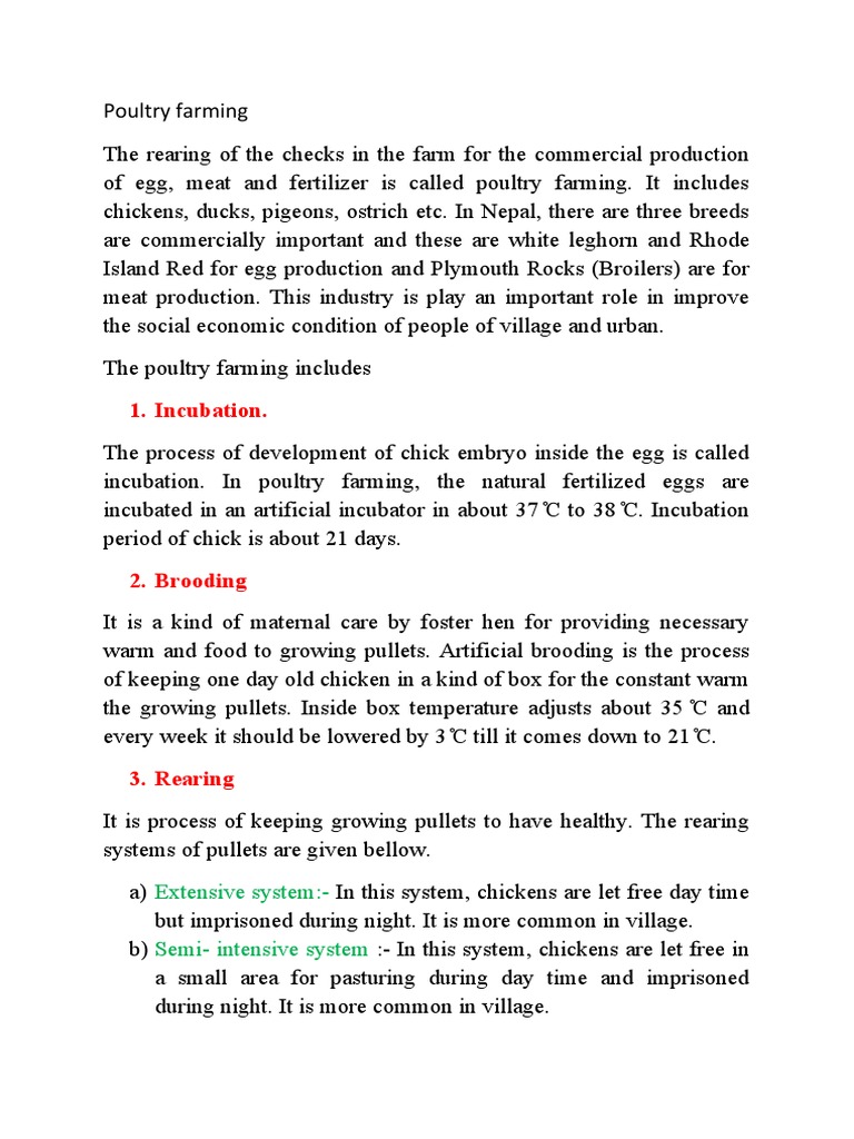 Incubation.: Extensive System:-Semi - Intensive System | PDF | Chicken ...