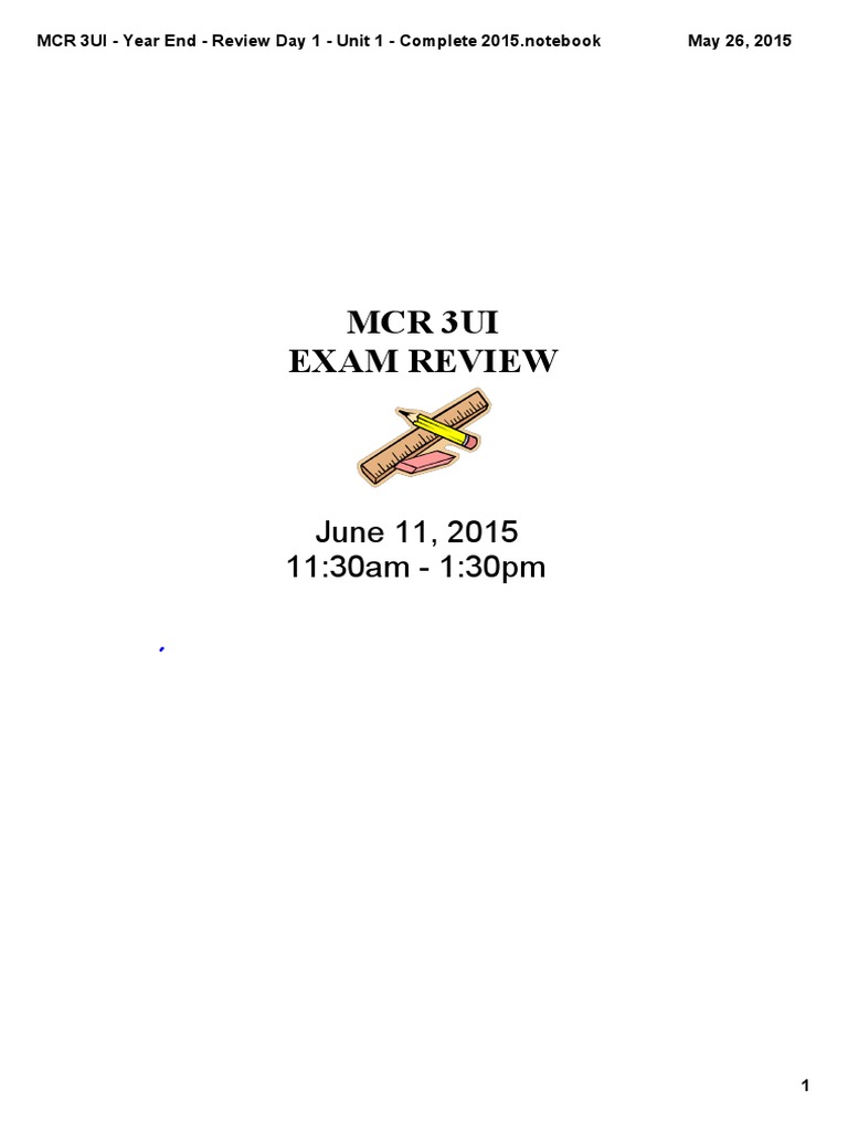 MCR 3ui Exam Review: June 11, 2015 11:30am 1:30pm | PDF ...