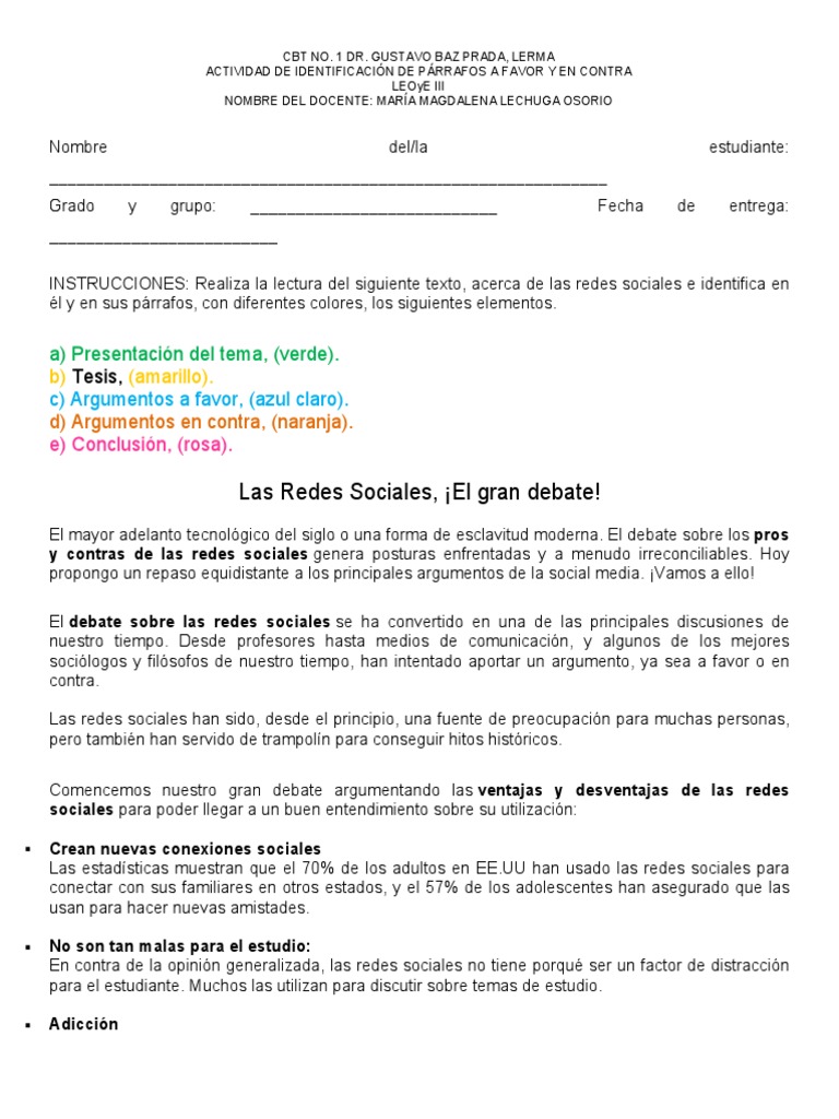 Parrafos Argumentativos | PDF | Servicio de redes sociales | Facebook