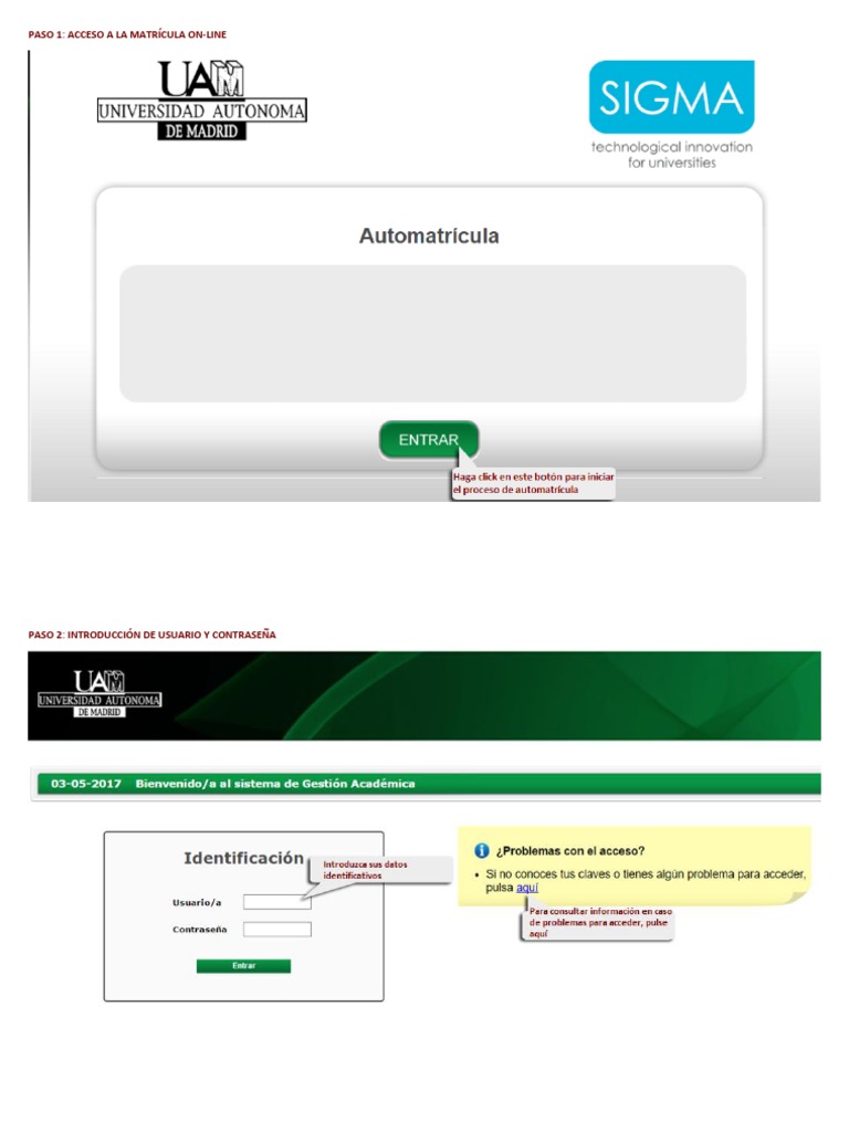 Matricula Paso A Paso | PDF