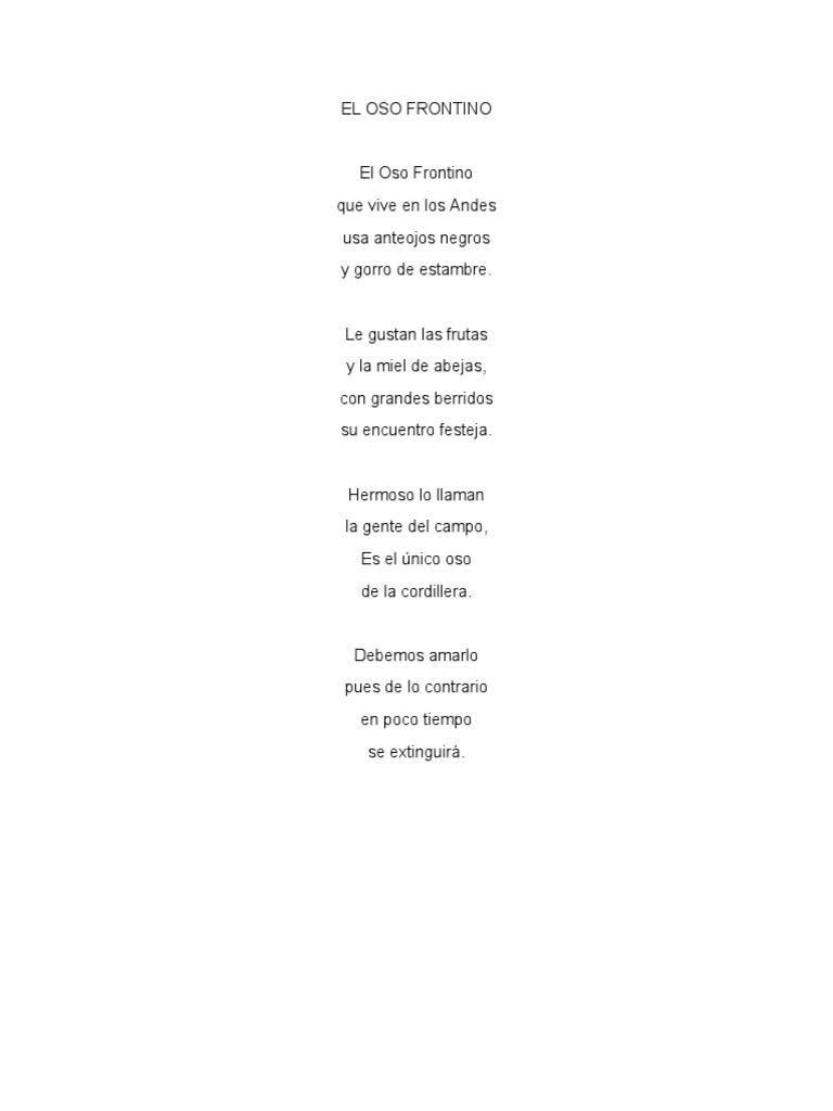 El Oso Frontino Poema Santiago | PDF