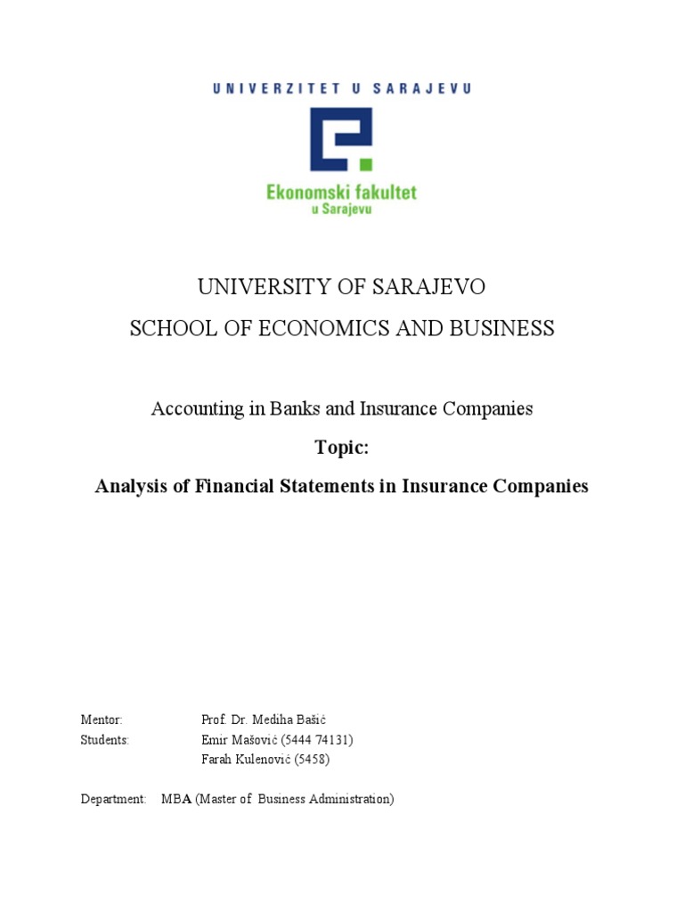 Analysis of Financial Statements in Insurance Companies - Final Version ...