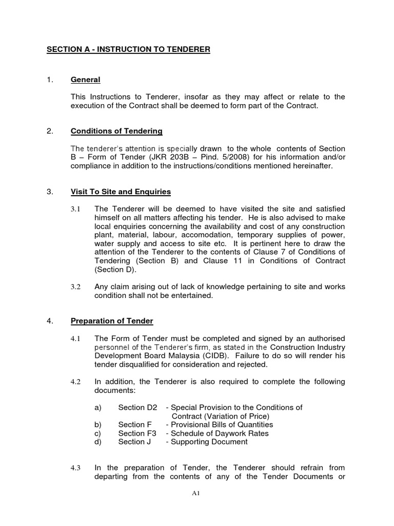 D Instruction To Tenderers | PDF | Guarantee | Business