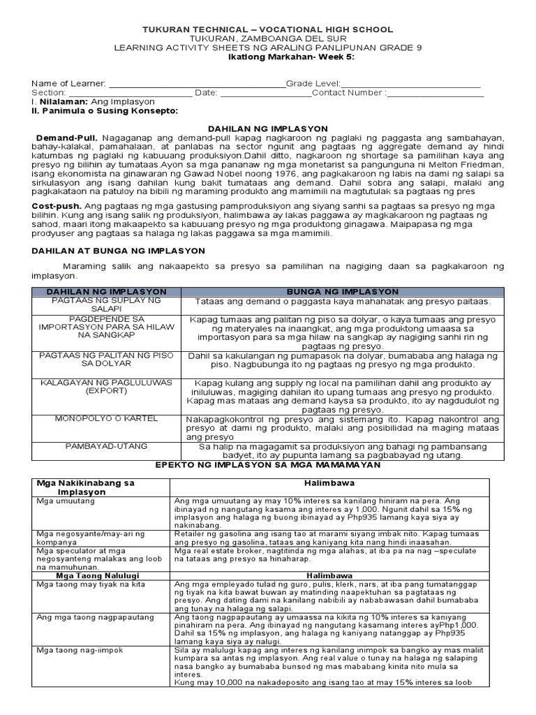 Grade Level: - Section: - Date: - Contact Number | PDF