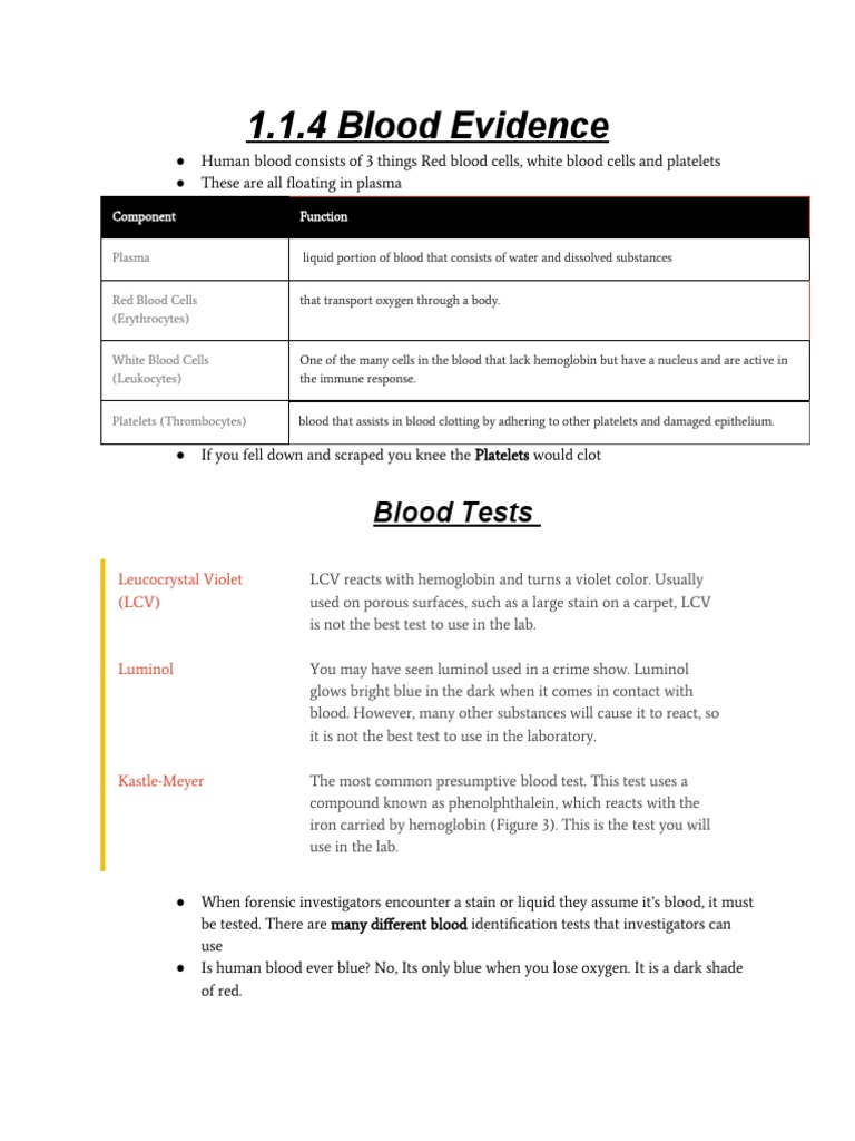 1.1.4 Blood Evidence | PDF | Blood Cell | Blood