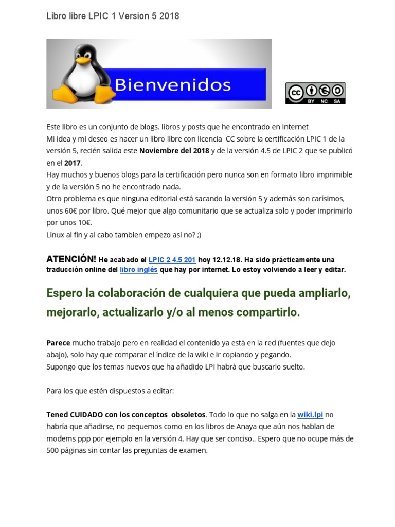 Intro LPIC 1 v.5 & LPIC 2 V.4.5 | PDF | Prueba (evaluación) | Wiki