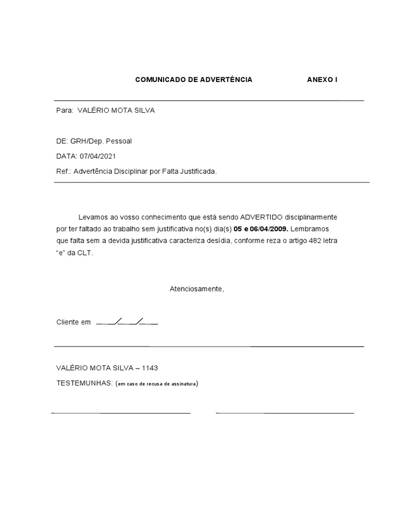 Advertência Modelo | PDF