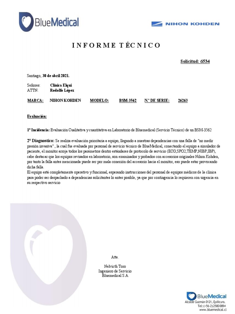 170 ENTREGA Informe BSM-3562 Clinica Elqui1 | PDF