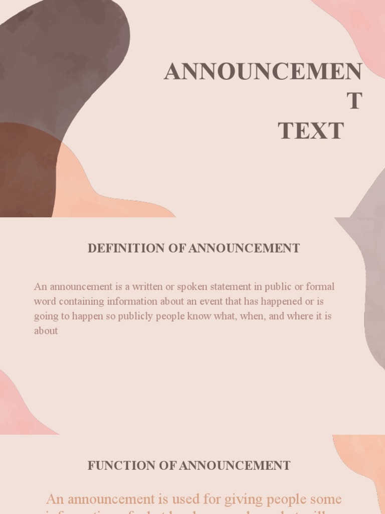 Understanding Announcements: Definition & Structure | PDF | Career & Growth