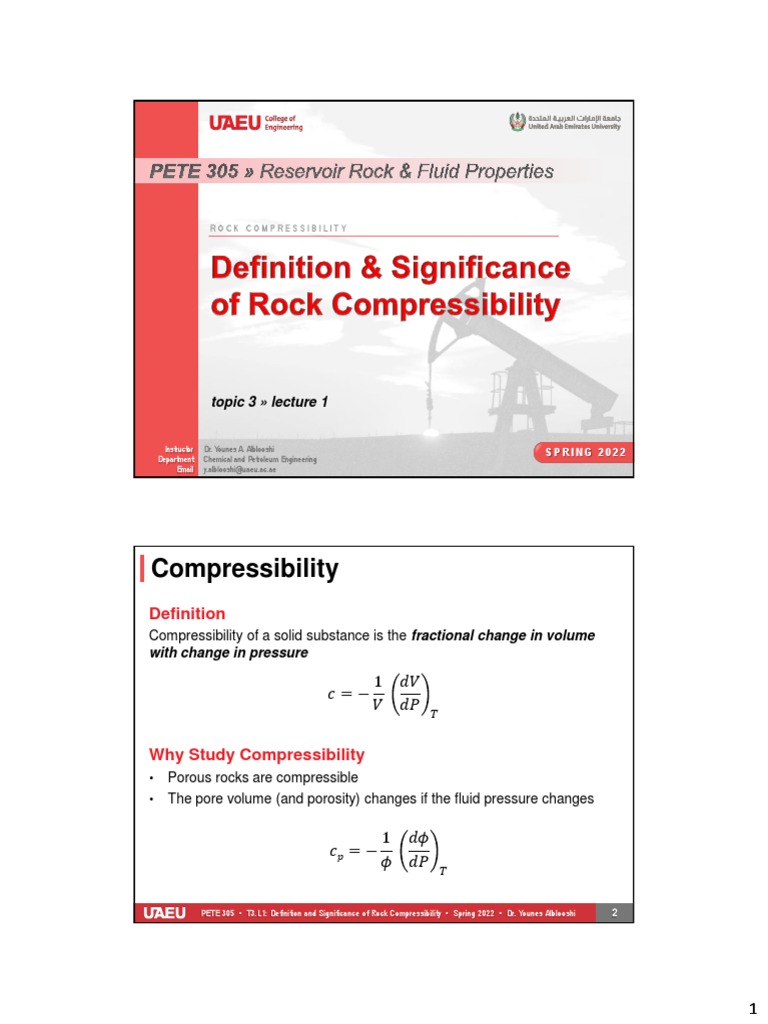 T3.L1 Definition and Significance of Rock Compressibility | PDF ...