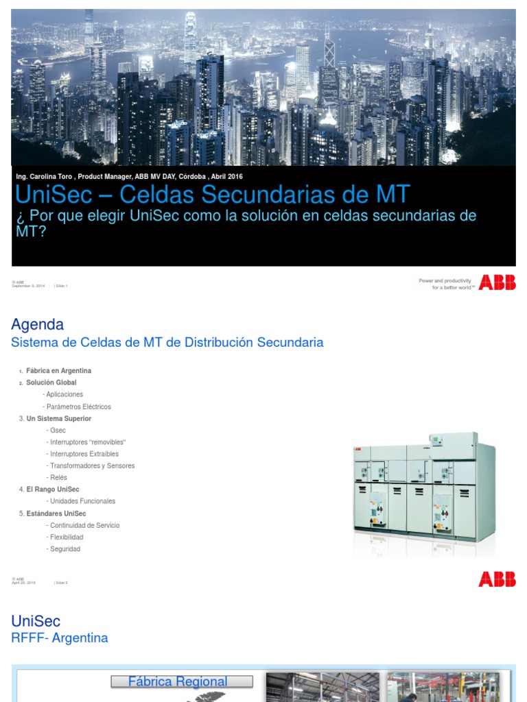 Celdas UniSec ABB - Presentación | PDF | Equipo | Ingenieria Eléctrica