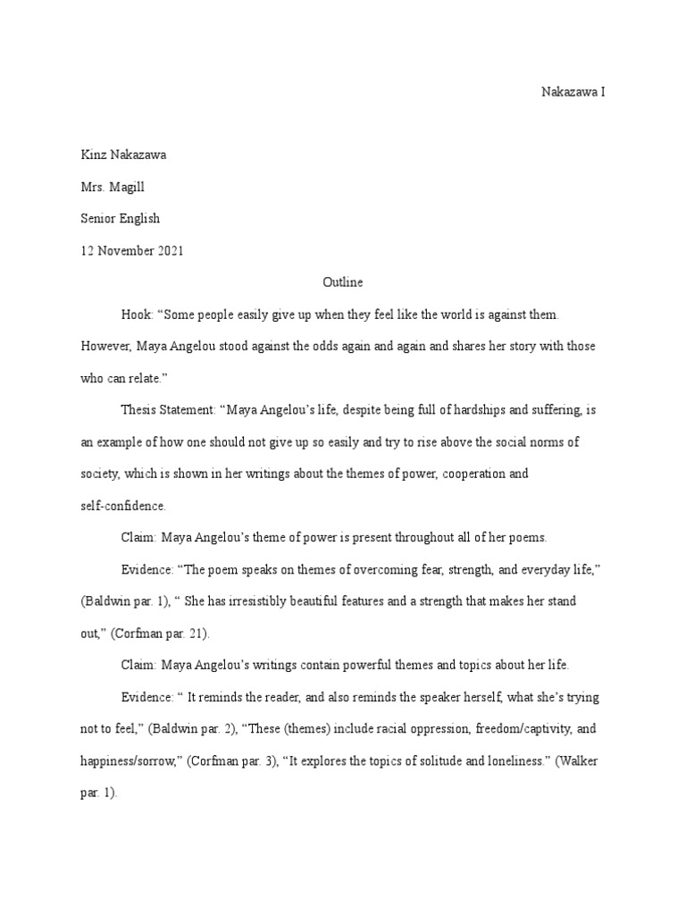 Poetry - Thesis Outline Nakazawa | PDF | Maya Angelou | Poetry