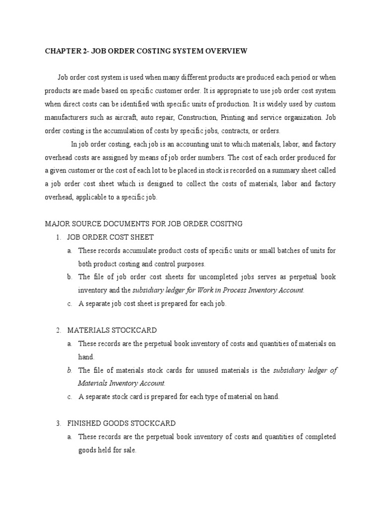 Chapter 2 - Job Order Costing | PDF | Cost Of Goods Sold | Debits And ...