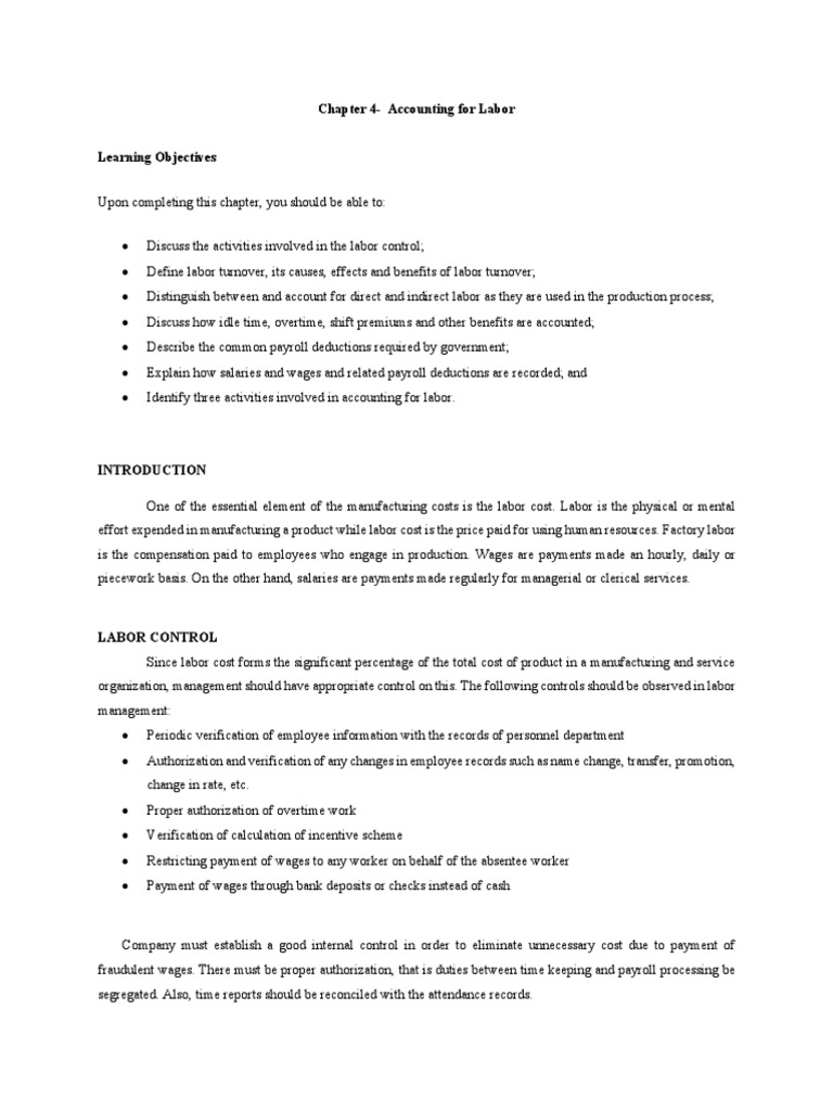 Accounting for Labor: Processes, Controls and Costs for Managing an ...