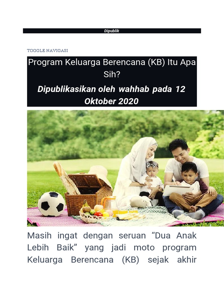 Manfaat Program KB dan Kontrasepsi | PDF | Kesehatan Holistik
