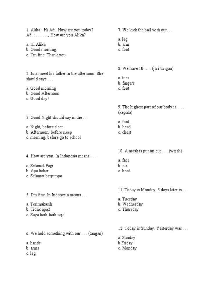 Latihan Soal Bahasa Inggris | PDF