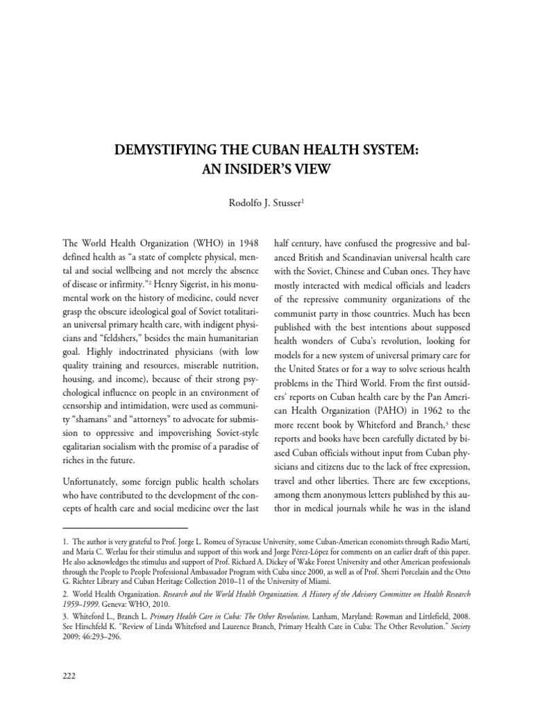 Demystifying The Cuban Health System: An Insider'S View: Rodolfo J ...