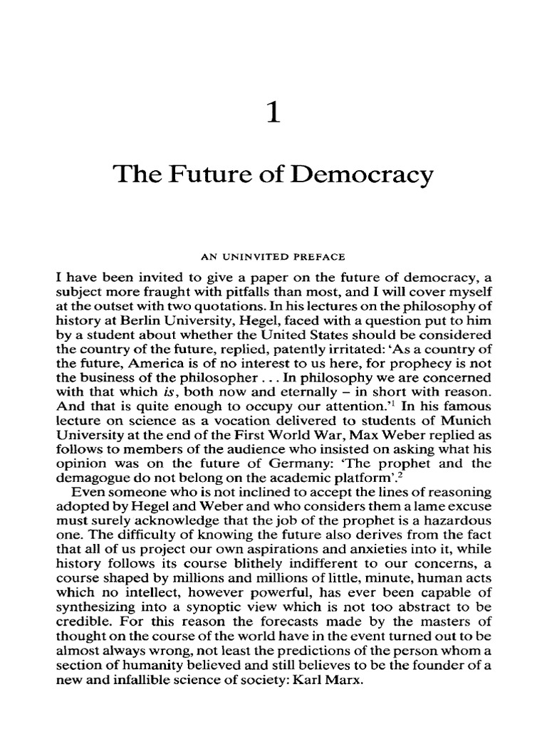 Bobbio The Future of Democracy | PDF | Democracy | Political Ideologies